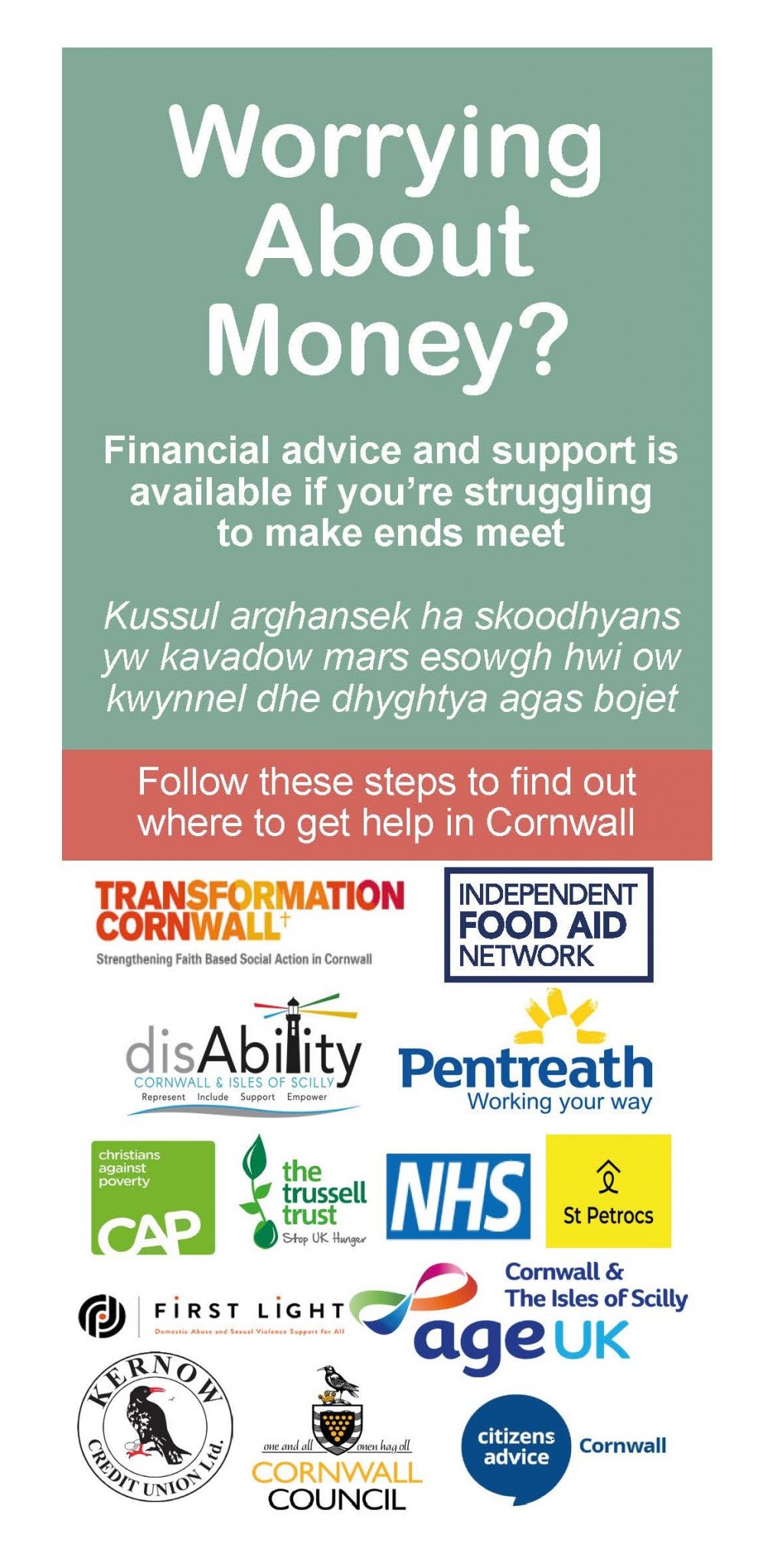 Worying About Money? Leaflet Launched – Churches Together in Cornwall