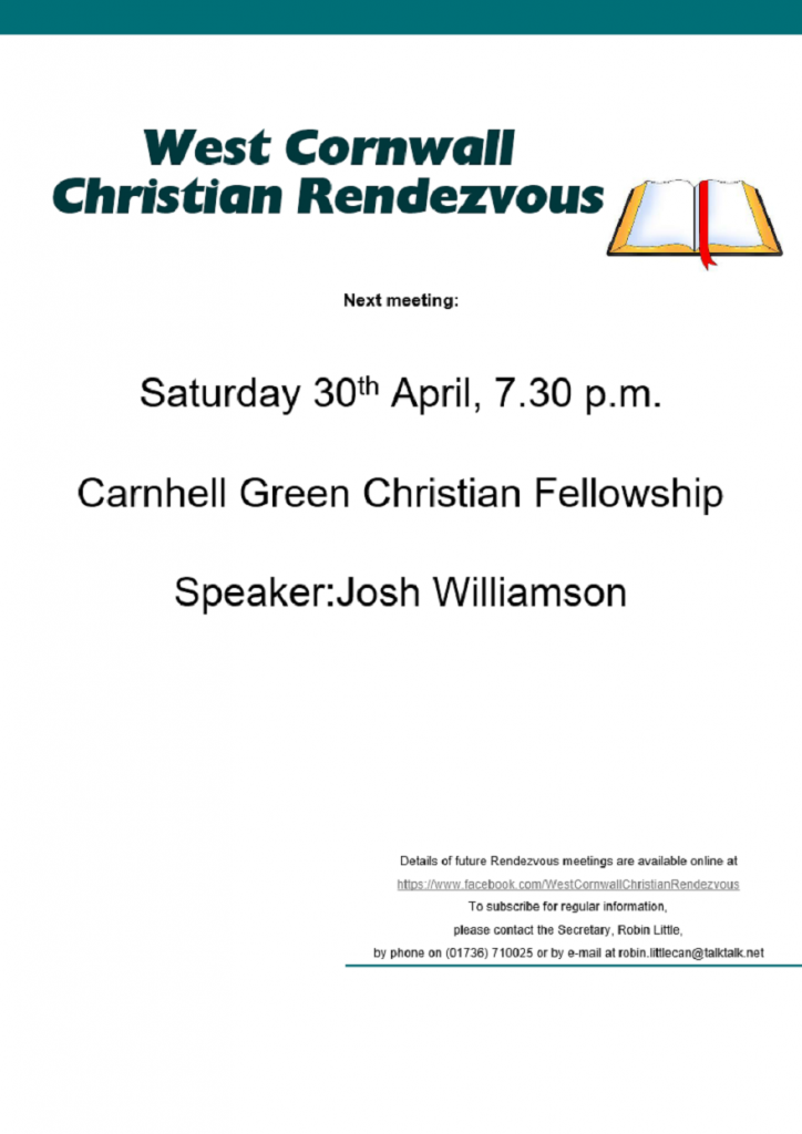 West Cornwall Christian Rendezvous : 30 Apr, Carnhell Green – Churches ...